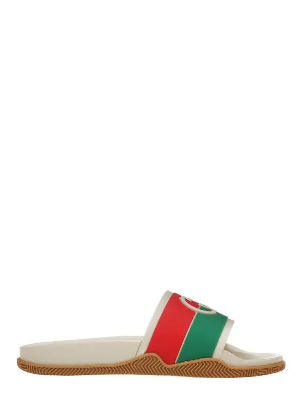 Gucci Interlocking G Slide - Ivory/orange/red