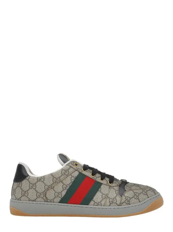 Gucci Screener Sneakers - Beige/ebony/red