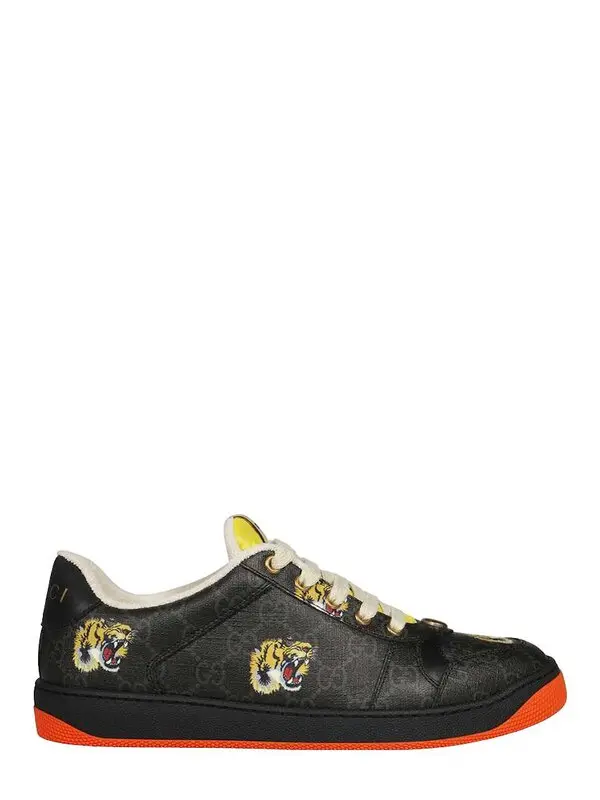 Gucci Screener Gg Supreme Tiger Print Sneakers - Black/yellow/orange