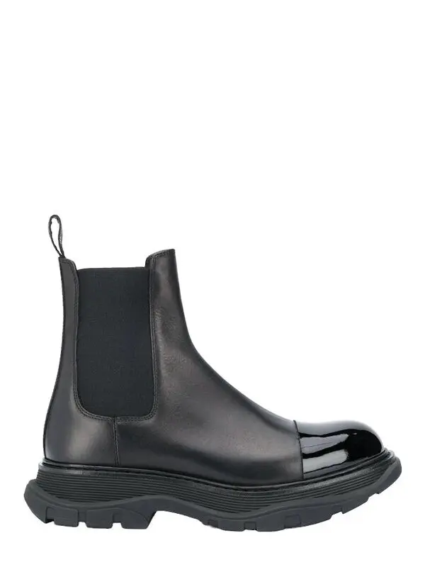 Alexander McQueen Shiny Toecap Chelsea Boot - Black