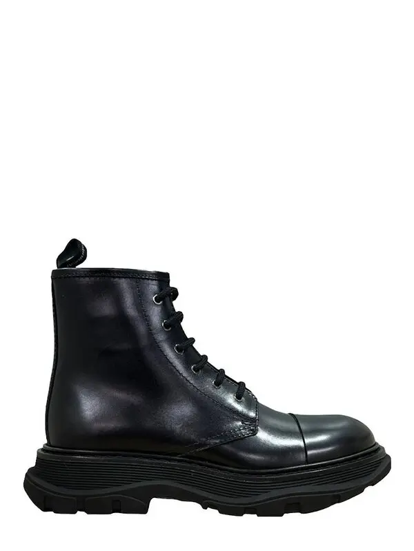 Alexander McQueen Tread Lace-up Leather Combat Boots - Black