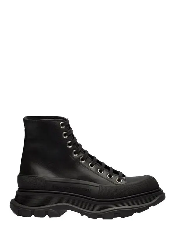 Alexander McQueen Tread Slick Leather Boots - Black