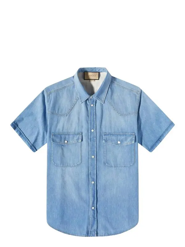 Gucci Short Sleeve Denim Shirt - Blue