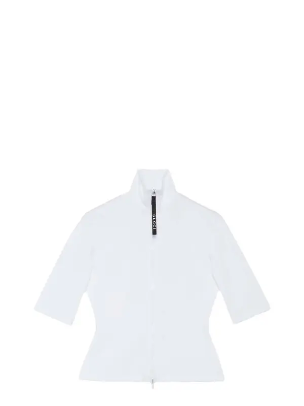 Gucci Shiny Lycra Zip-up Top - White