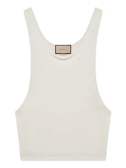 Gucci Soft Cotton Jersey Tank Top - White