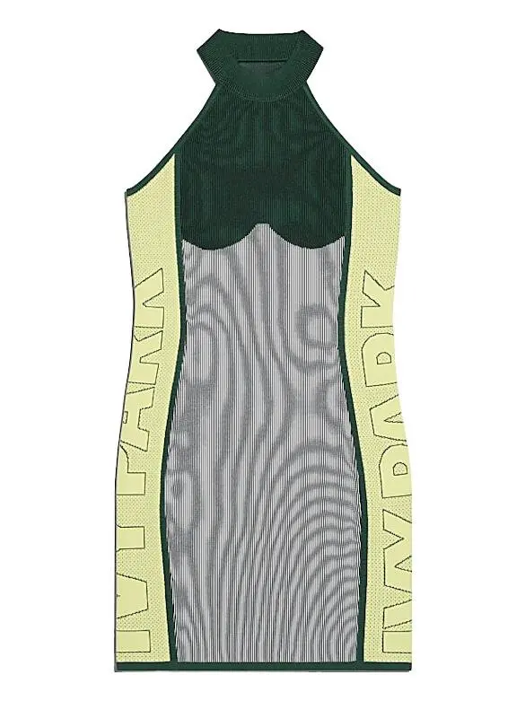 Adidas Ivy Park Knit Dress - Dark Green/green Tint/yellow Tint