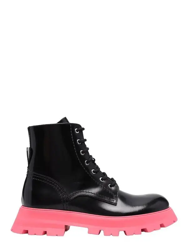 Alexander McQueen Tread Slick Leather Boots - Black/pink