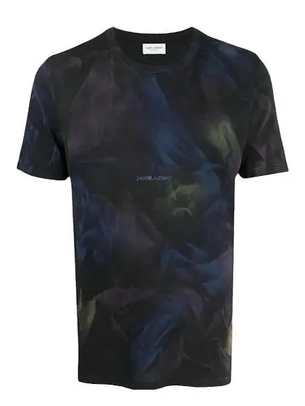 Saint Laurent Tie Dye Rive Gauche Devore T-shirt - Black