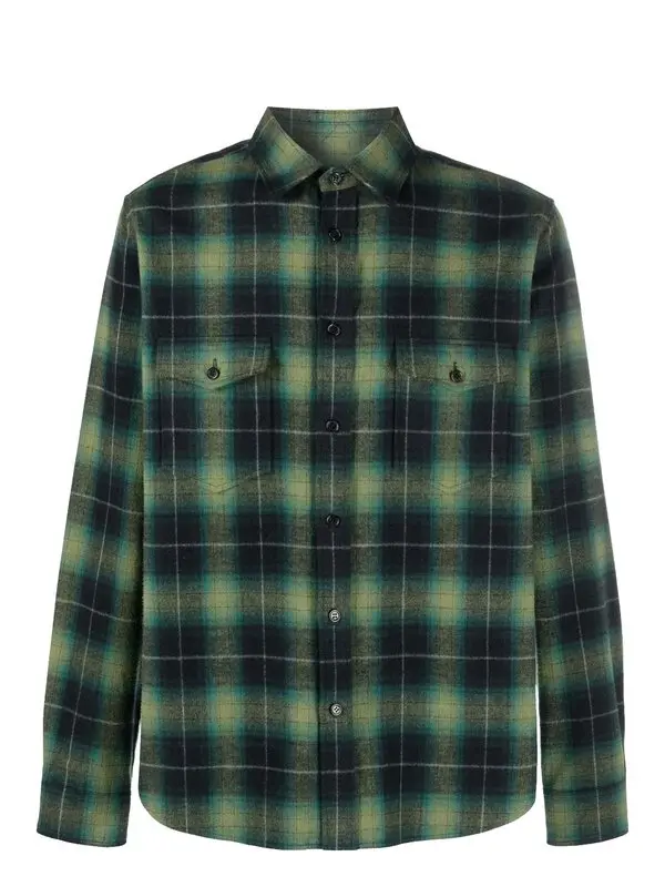 Saint Laurent Oversized Flannel Shirt - Green/black/white