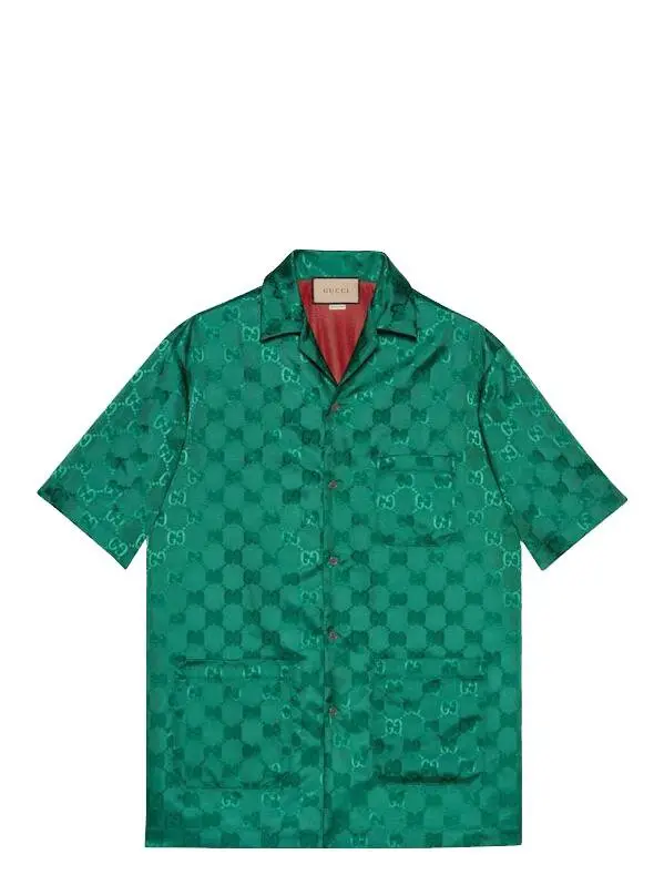 Gucci Gg Canvas Nylon Bowling Shirt - Green