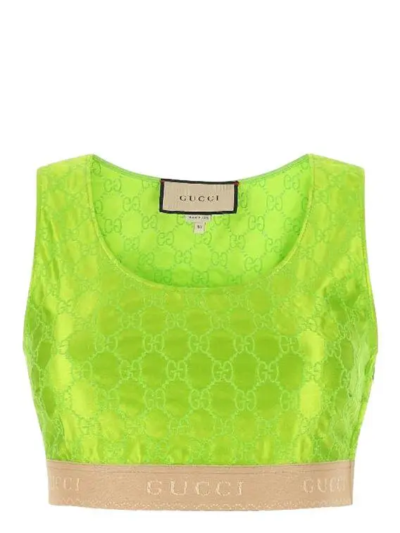 Gucci Gg Embroidered Silk Vest - Green