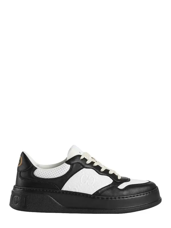 Gucci Gg Embossed Leather Sneakers - White/black