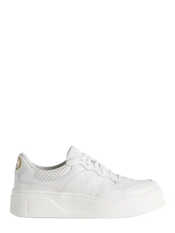 Gucci Gg Embossed Leather Sneakers - White