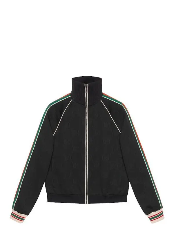 Gucci Gg Jacquard Jersey Zip Jacket - Black
