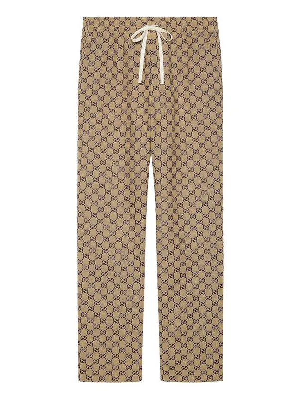 Gucci Gg Jacquard Canvas Track Pant - Camel