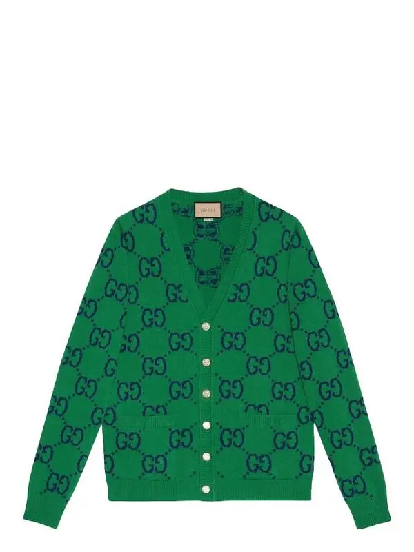 Gucci Gg Knit Cardigan - Green/blue