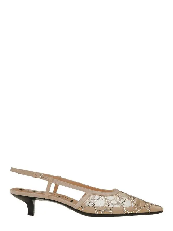 Gucci Gg Slingback 35mm Pumps - Rose Beige/gg Crystals