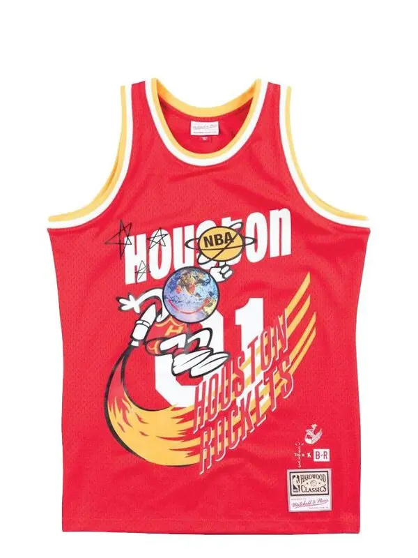 TRAVIS SCOTT X Br X Mitchell & Ness Rockets Jersey - Red