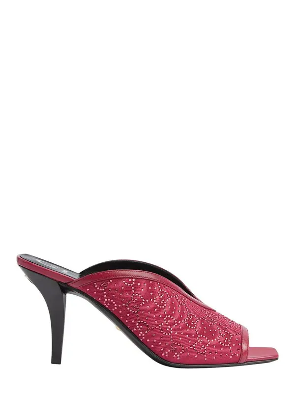 Gucci Gg Crystal 75mm Heeled Sandal - Cherry Red