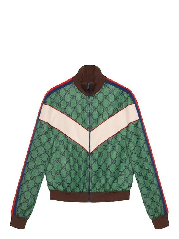 Gucci Gg Jersey Zip Jacket - Green/dark Blue