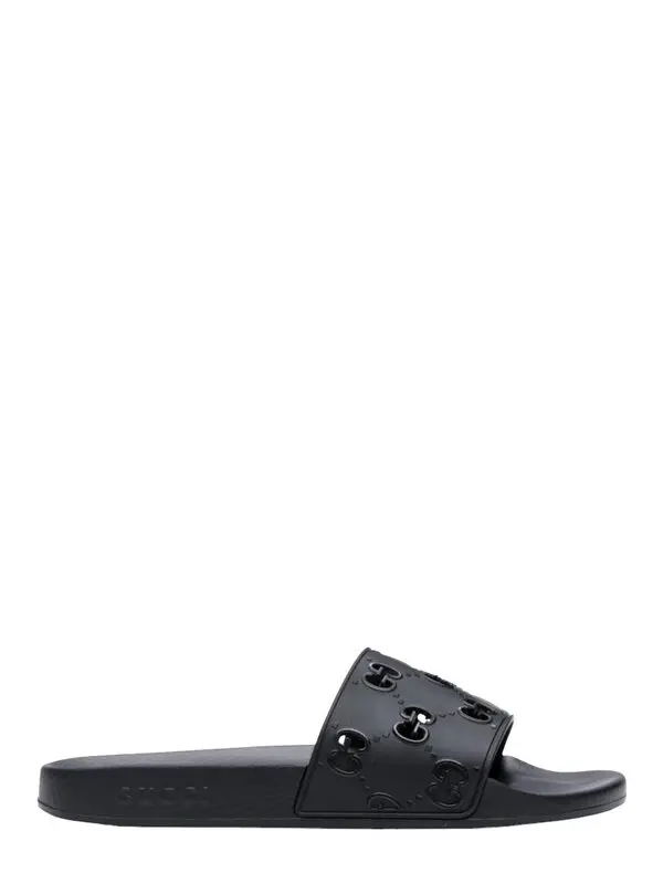 Gucci Gg Rubber Slides - Black