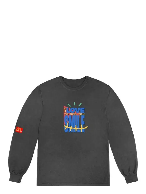 TRAVIS SCOTT X Mcdonald's Smile Long Sleeve T-shirt - Washed Black