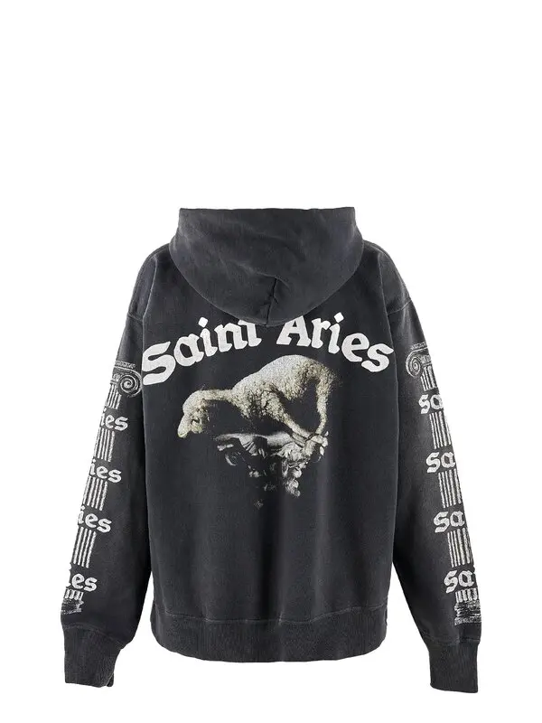SAINT MXXXXXX X Aries Printed Hoodie - Black