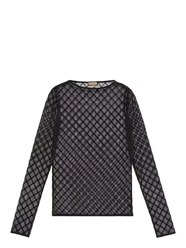 Gucci Gg Star Tulle Top - Black