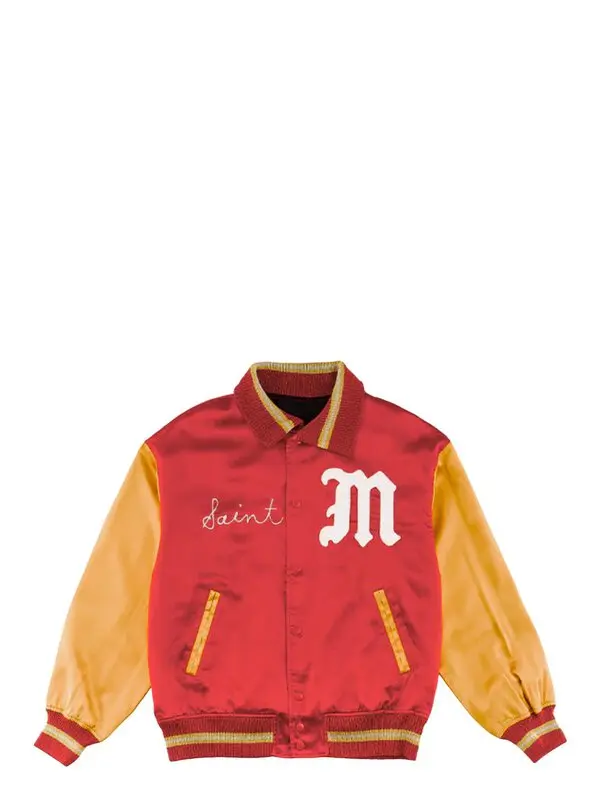 SAINT MXXXXXX Varsity Jacket - Red Yellow