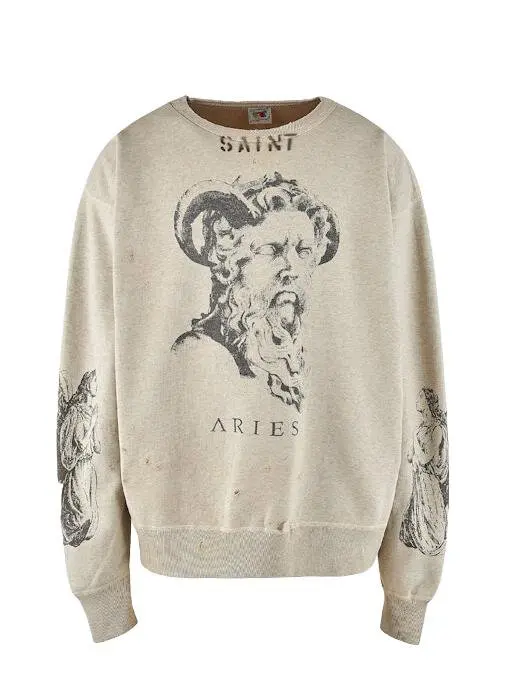 SAINT MXXXXXX X Aries Crewneck Sweatshirt - Grey