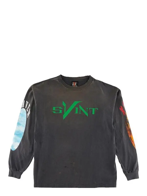 SAINT MXXXXXX X Vlone Skull Long Sleeve T-shirt - Vintage Black