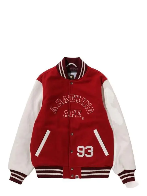BAPE Giant Ape Head Varsity Jacket - Burgundy