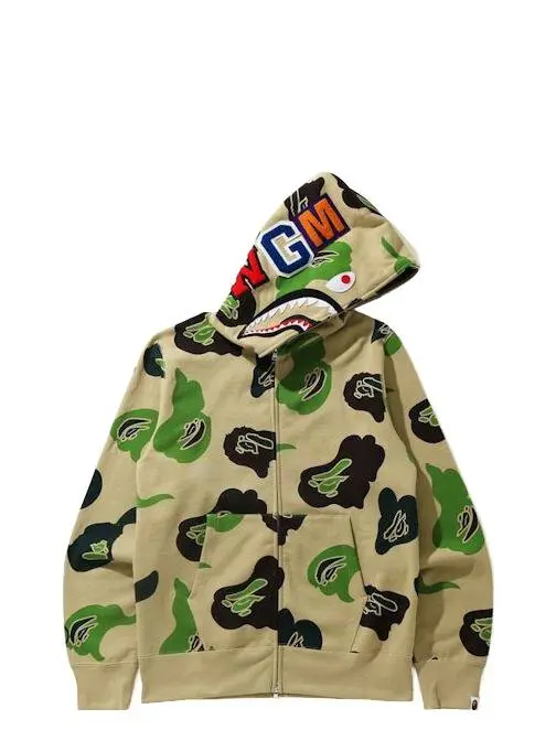 BAPE Def Camo Shark Full Zip Hoodie - Beige