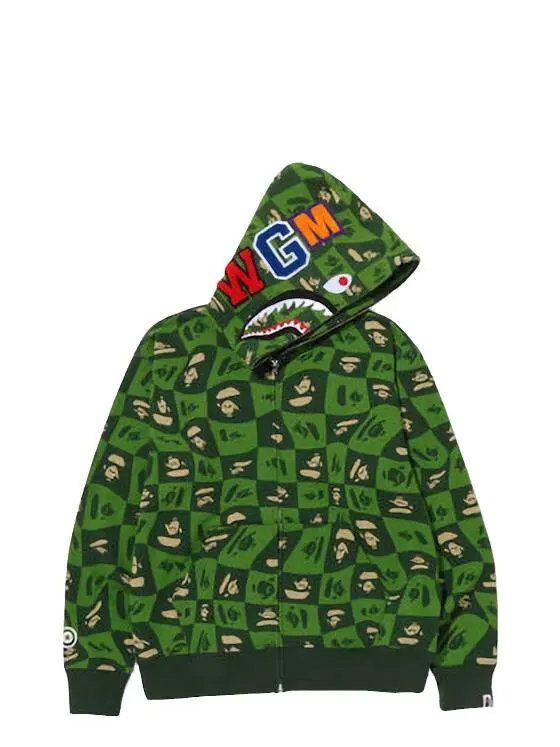 BAPE Distortion Shark Full Zip Hoodie - Green