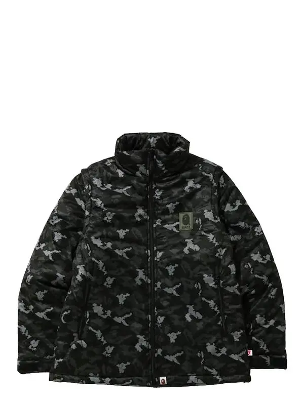 BAPE Digital Camo Detachable Padded Jacket - Black