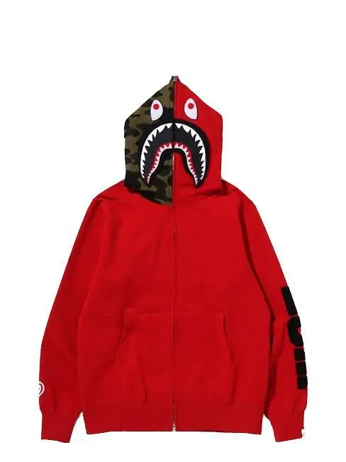 A BATHING APE Detachable Shark Full Zip Hoodie - Red