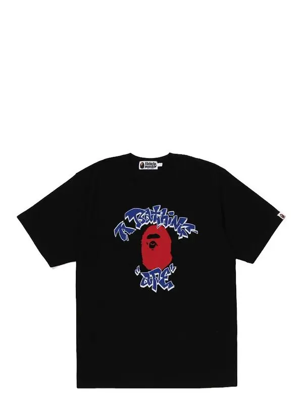 A BATHING APE Graffiti College Tee Shirt - Black