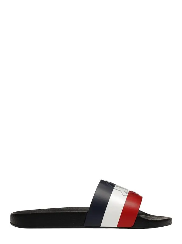 Moncler Basile Pool Slides - Black Tricolour