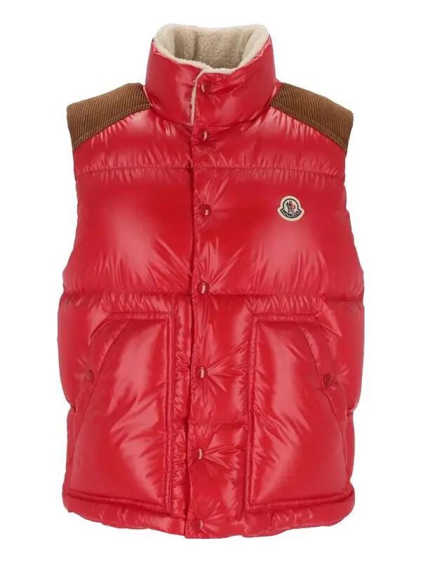 Moncler Ardeche Button-up Down Vest - Red