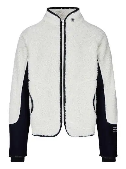 Moncler Frgmt Hiroshi Fujiwara Logo Zip-up Fleece Cardigan - Off White/black