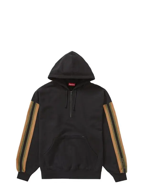 Supreme Half Zip Hooded Sweatshirt - Black