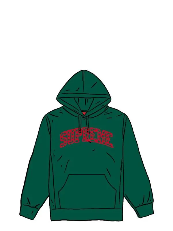 Supreme Hearts Arc Hooded Sweatshirt - Dark Green