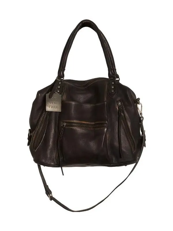 Free People We The Free Emerson Lambskin Leather Tote - Black
