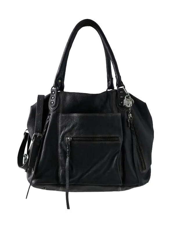 Free People We The Free Emerson Lambskin Leather Tote - Coal