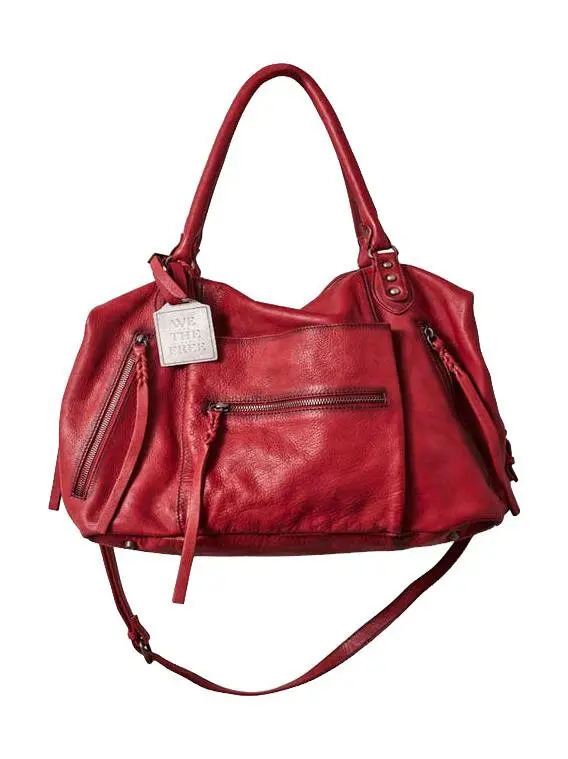Free People We The Free Emerson Lambskin Leather Tote - Crimson