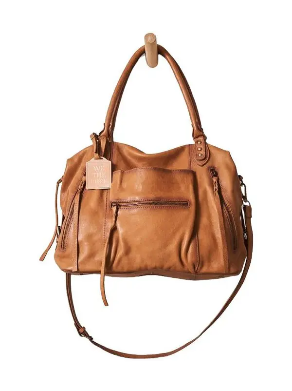 Free People We The Free Emerson Lambskin Leather Tote - Saddle