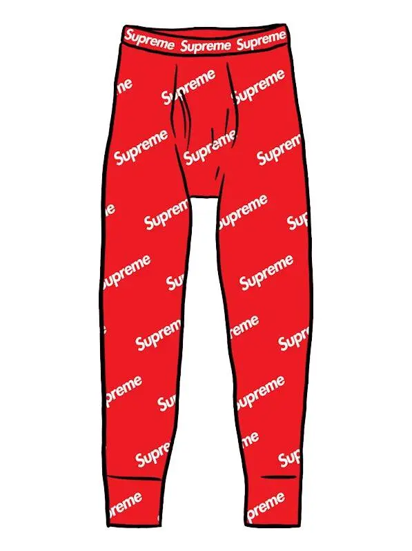 Supreme Hanes Thermal Pant - Red Logos