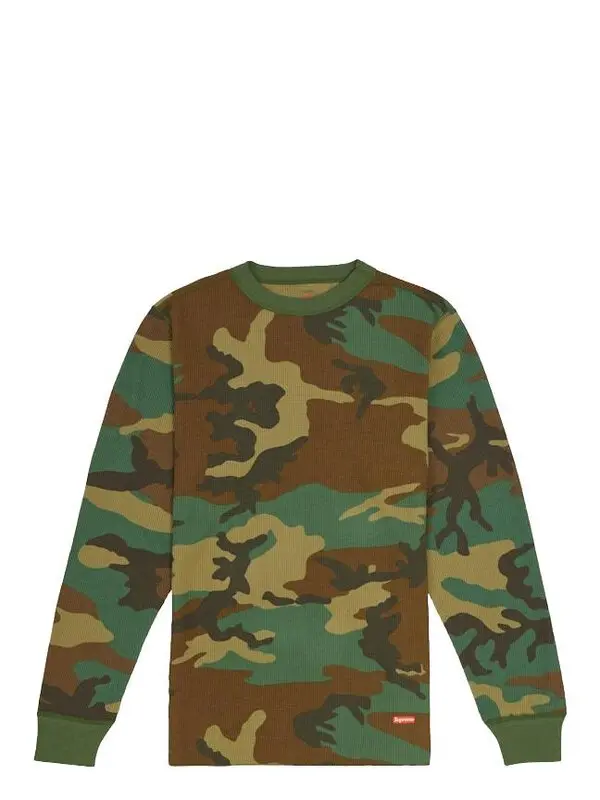 Supreme Hanes Thermal Crew Fw19 - Woodland Camo