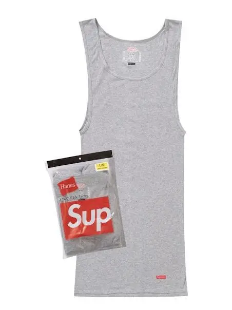 Supreme Hanes Tagless Tank Tops - Heather Grey