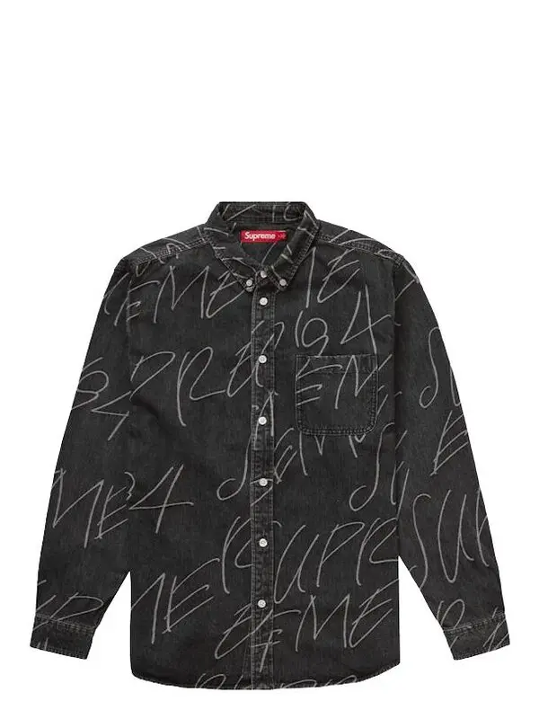 Supreme Handwriting Jacquard Denim Shirt - Washed Black